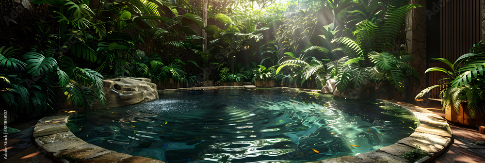 Secluded Jungle Hot Springs Oasis Surrounded by Exotic Foliage for a ...