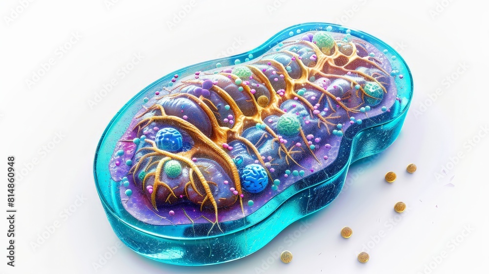 Cross-sectional illustration of a mitochondria,It has an internal ...