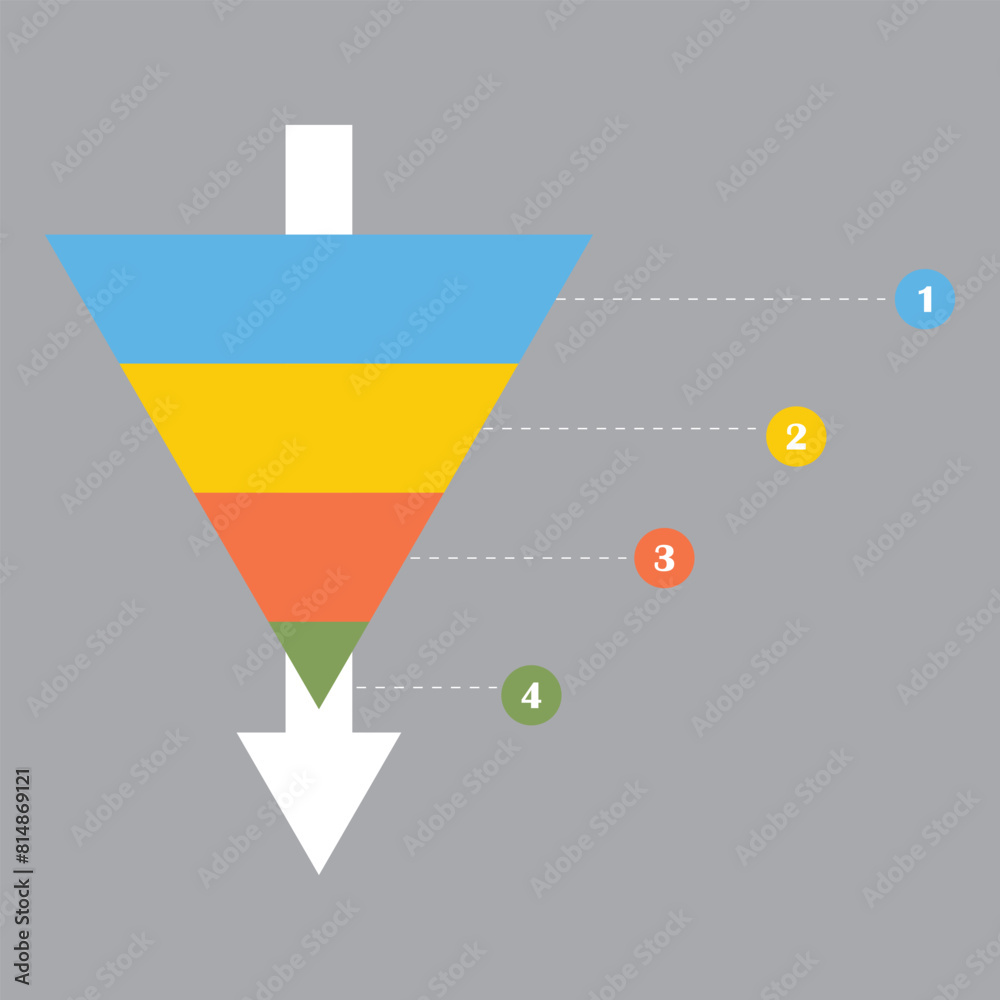 Funnel diagram four steps template. Clipart image isolated on white ...