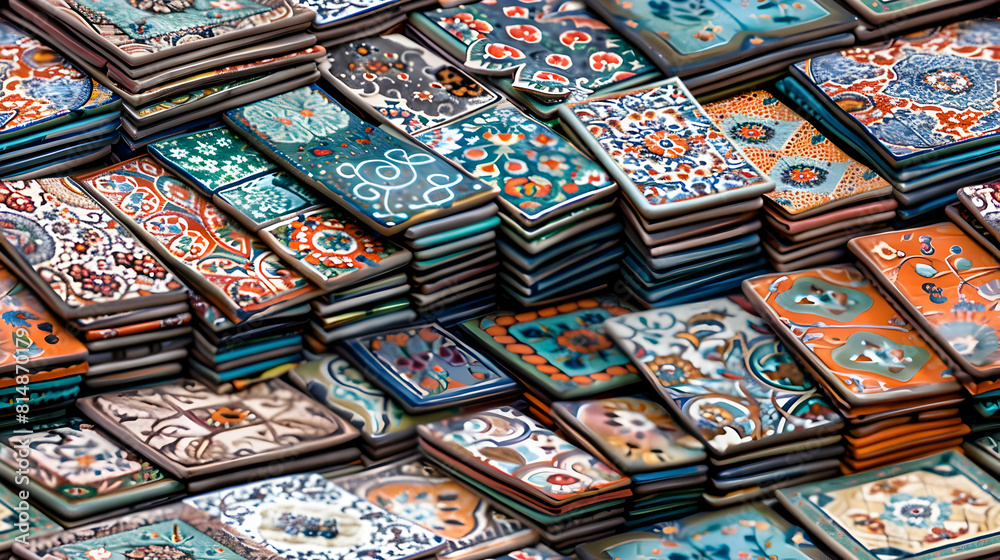 Colorful Eid Bazaar Tiles: Vibrant Illustration of a Festive Marketplace During Eid Al Adha in ...