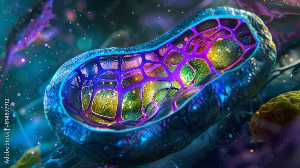 Cross-sectional illustration of a mitochondria,It has an internal ...