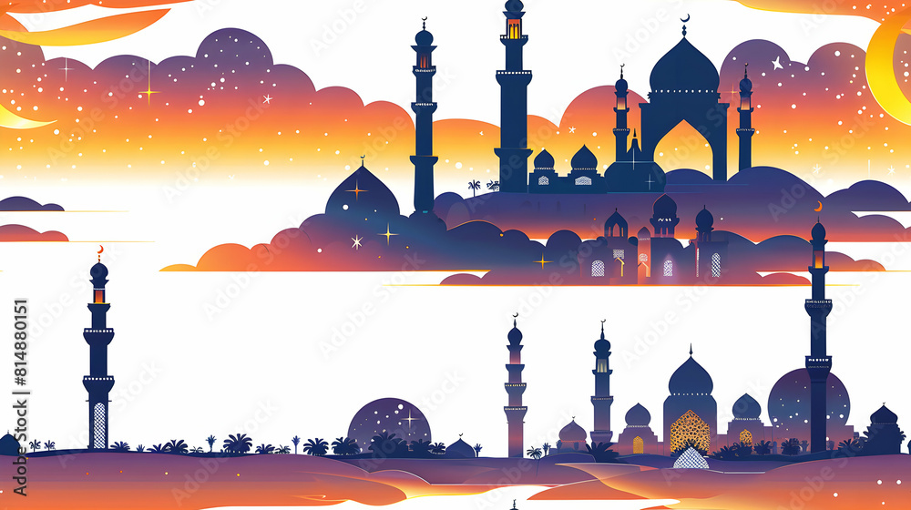 Simple Flat Design Icon Minaret Silhouette Tiles Concept Elegant ...