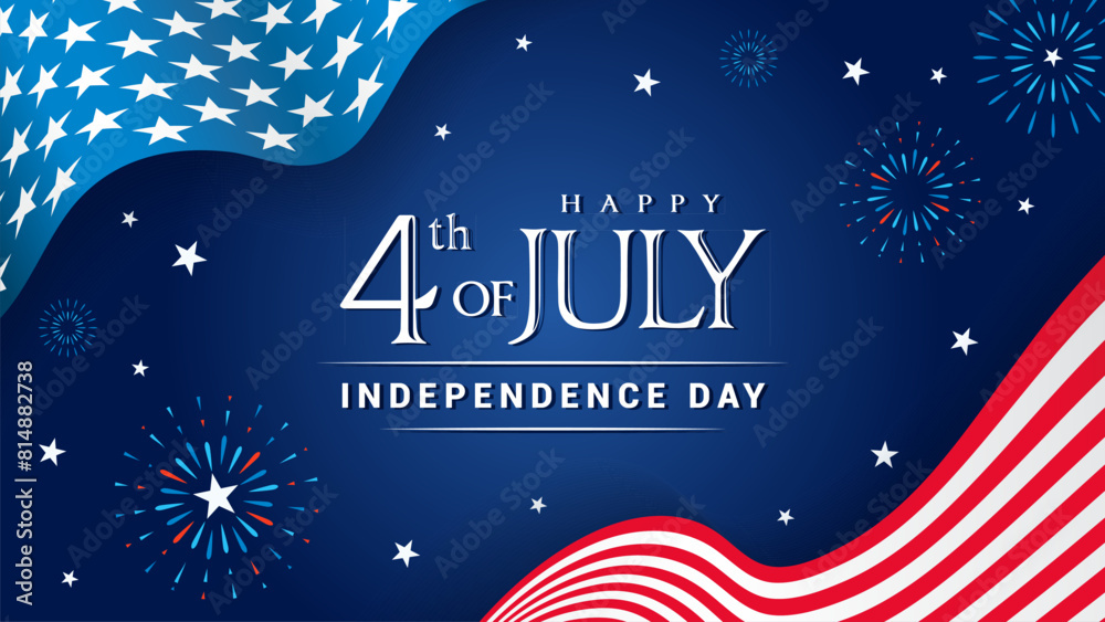 Happy 4th of July vector illustration. Fireworks celebrations with ...