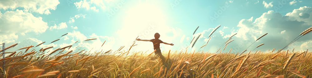 Field Freedom: Someone in an open field with eyes closed, arms ...