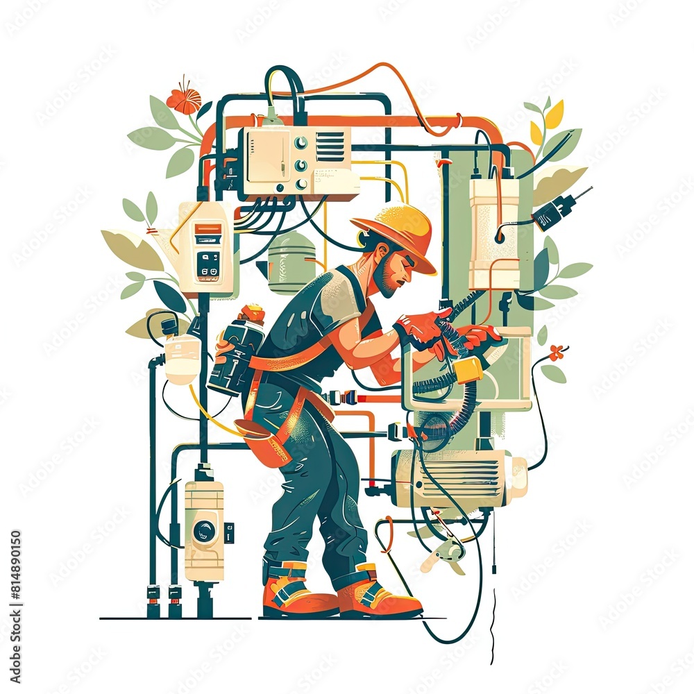 Engineer under checking the industry chilled water fan coil unit air ...