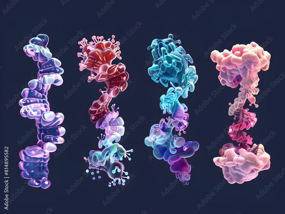 Visualizing the Stages of Protein Folding in Vibrant Digital Stock ...