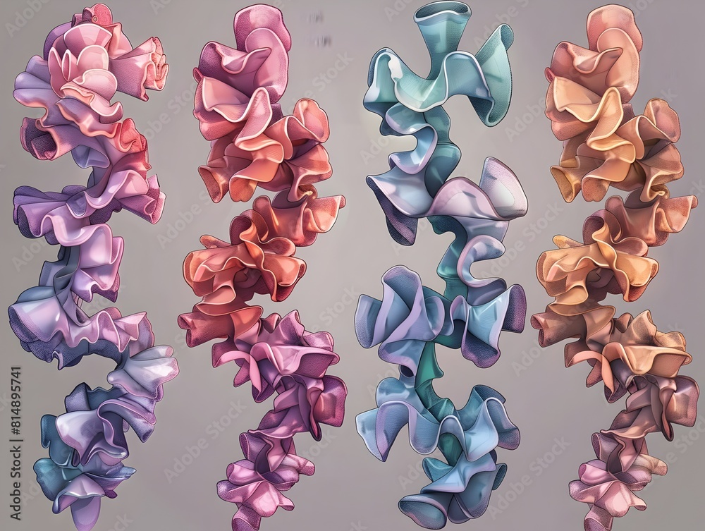 Stylized Depicting the Stages of Protein Folding from Primary to ...