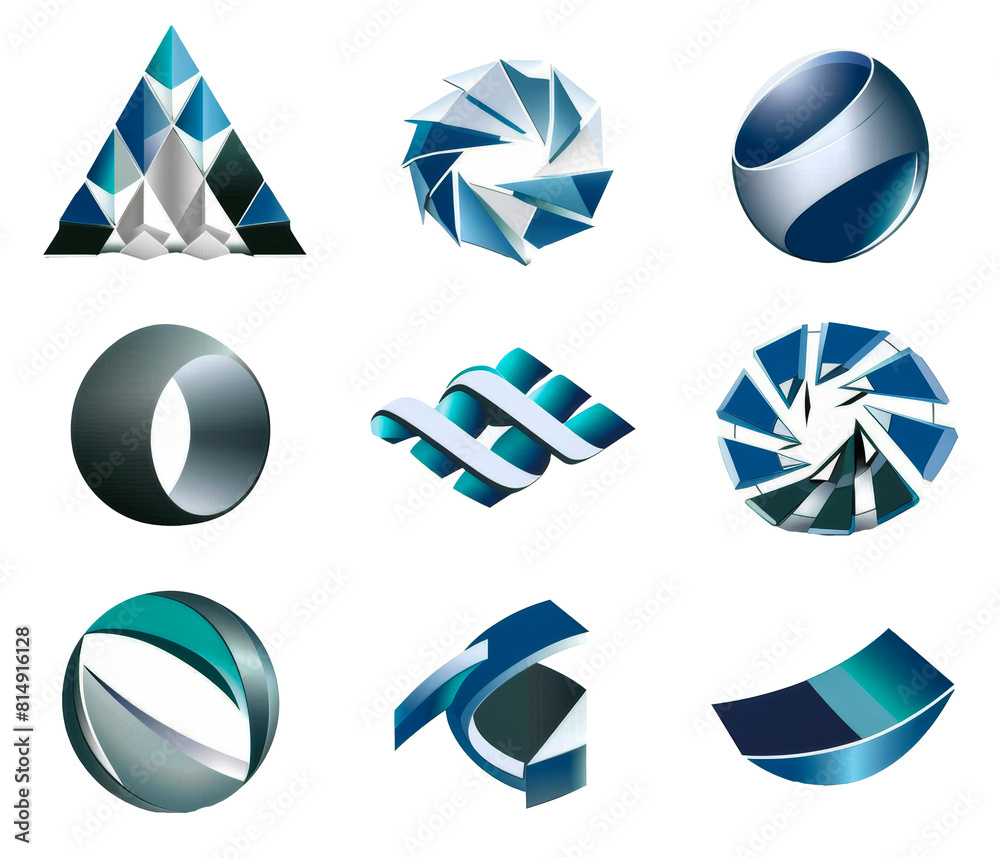 Collection of abstract blue logos for corporate branding isolated on ...