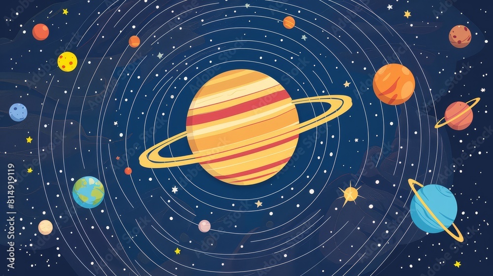 Solar system layout flat design front view educational theme cartoon ...
