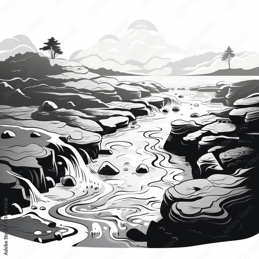 Ocean tide pools guide flat design front view intertidal zones theme ...