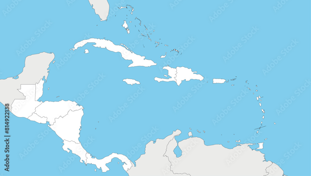 Blank Political Caribbean and Central America Map vector illustration ...