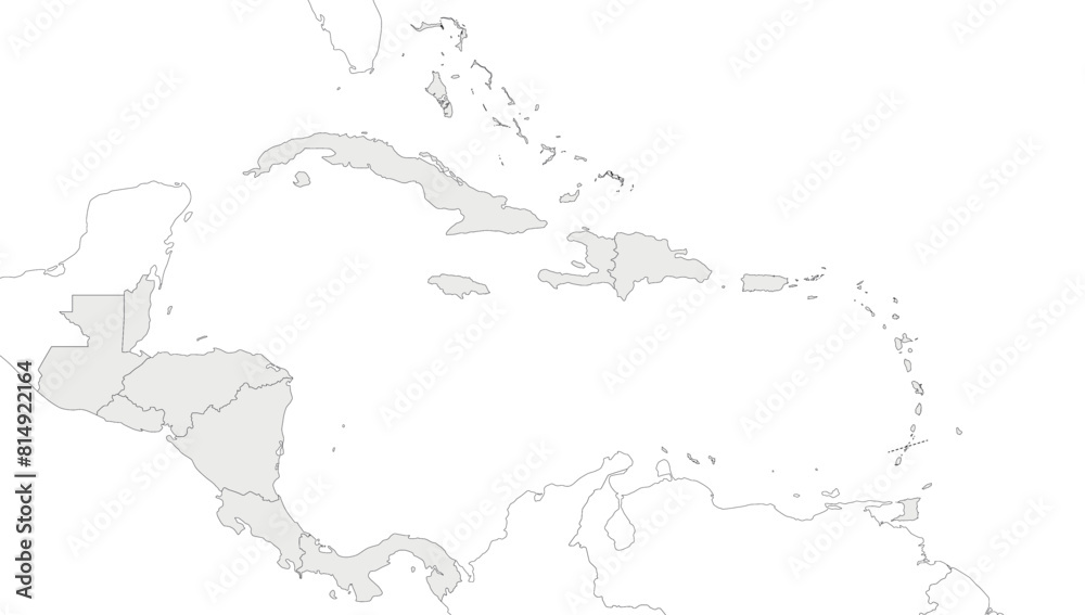 Blank Political Caribbean and Central America Map vector illustration ...