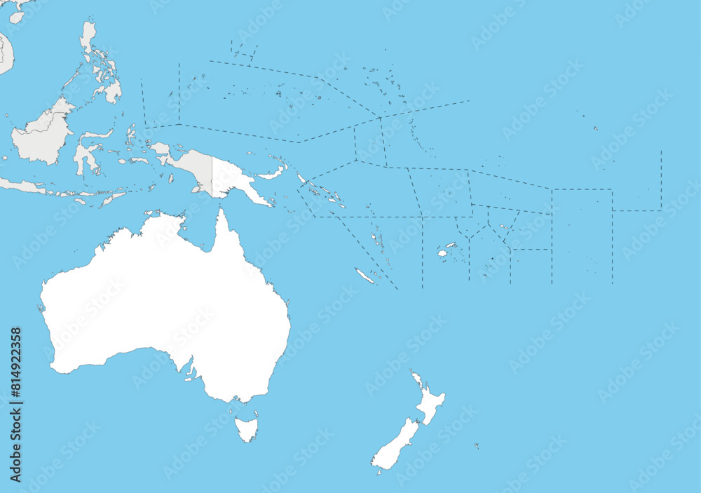 Póster Blank Political Oceania Map vector illustration with countries ...