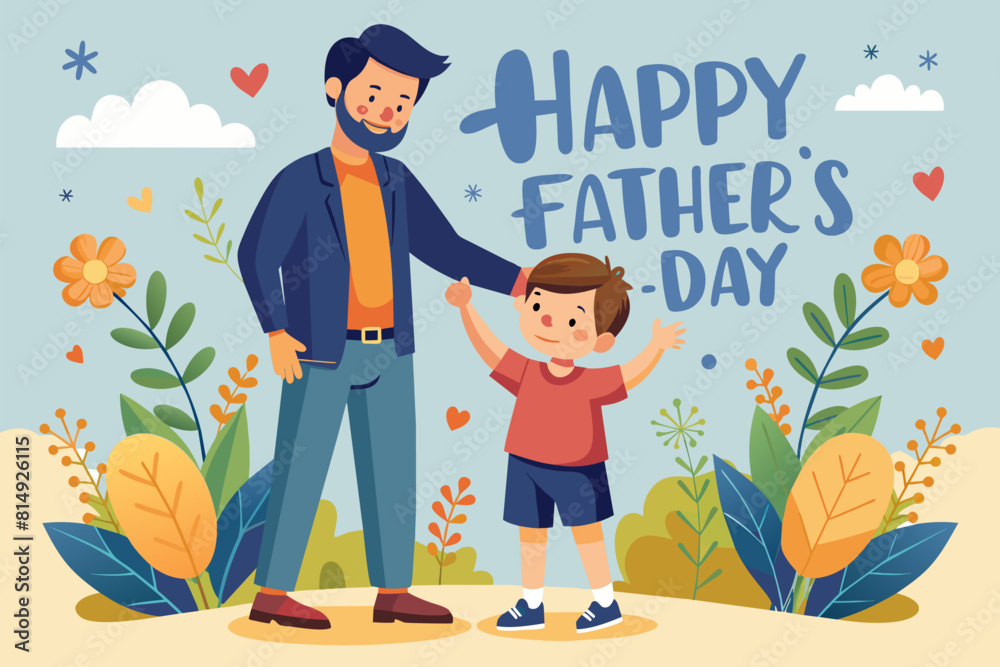Adobe Illustrator ArVector illustration, Father's Day postcard, Happy ...