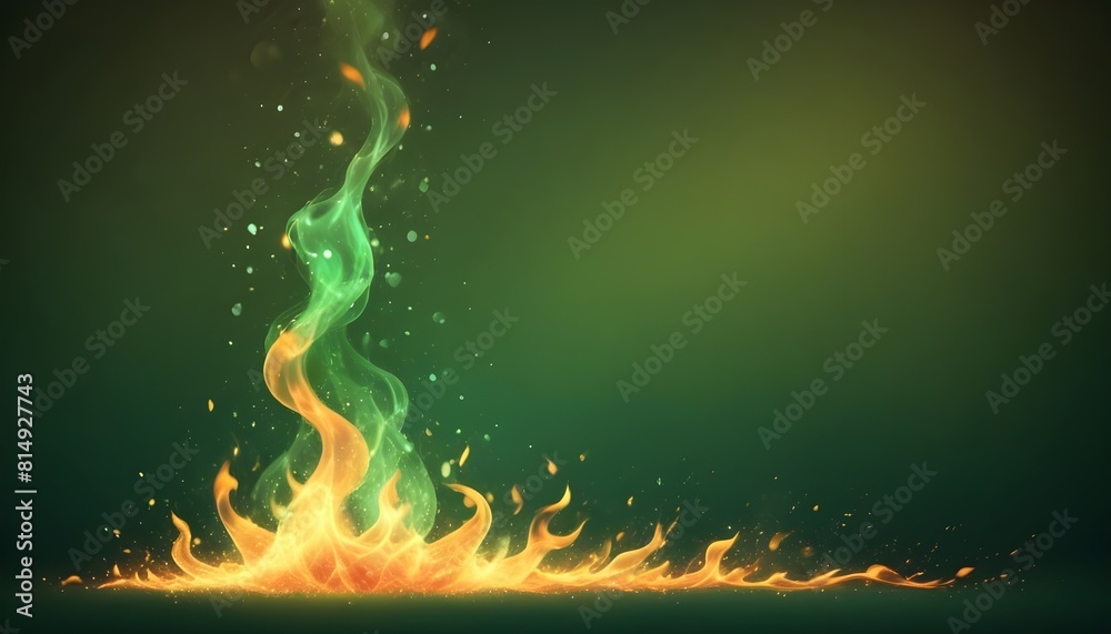Green Fire Background: Fire Inferno which glows on a light background ...