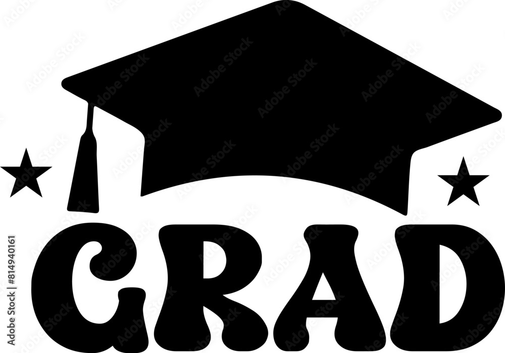 Graduation grad typography clip art design on plain white transparent ...