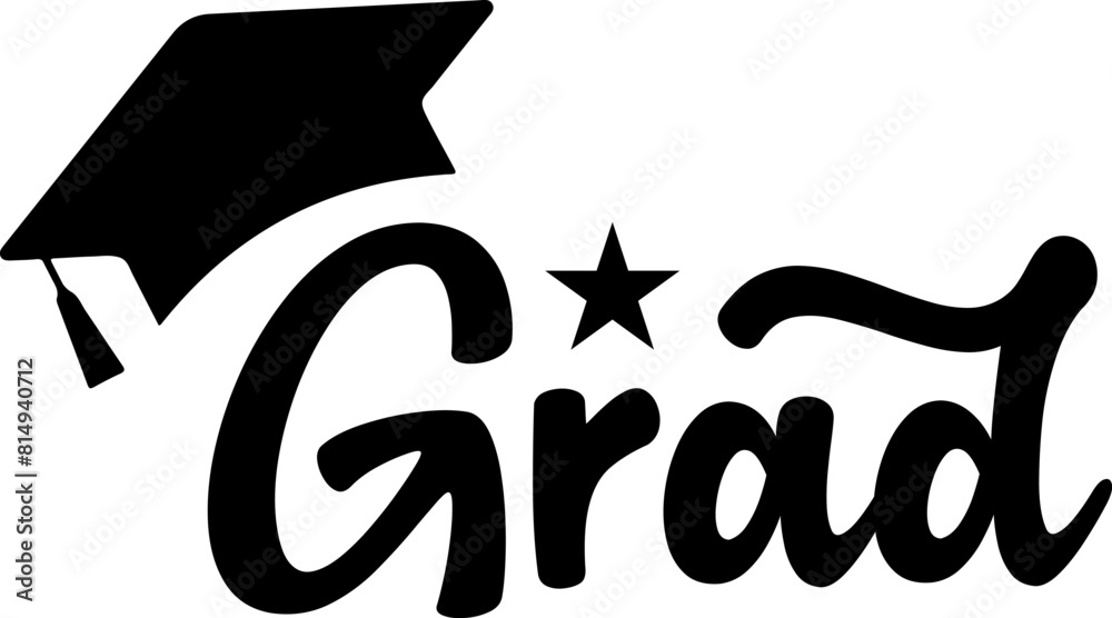 Graduation grad typography clip art design on plain white transparent ...