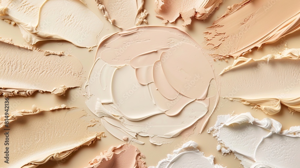 Skin care cream samples in a circle. Skin care texture swatches or gels ...