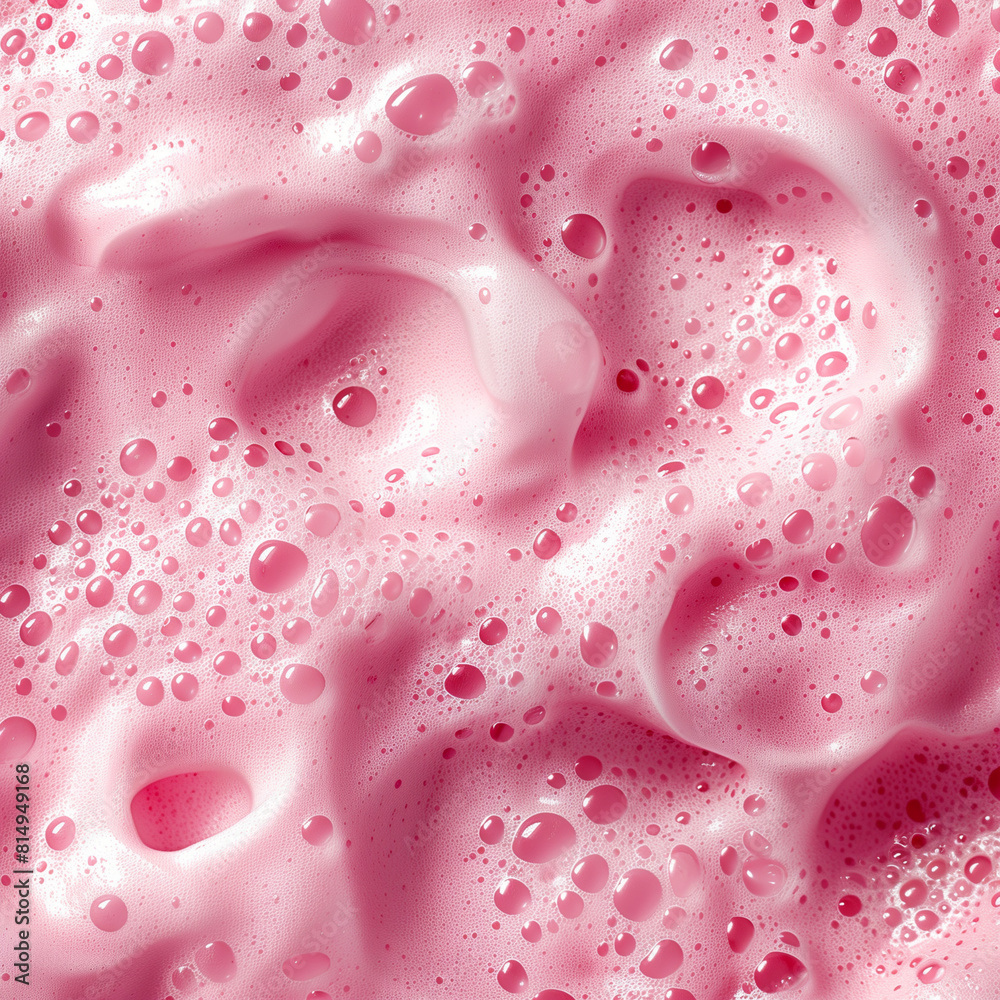 Fondo con detalle y textura de capa de espuma y liquido de color rosa ...