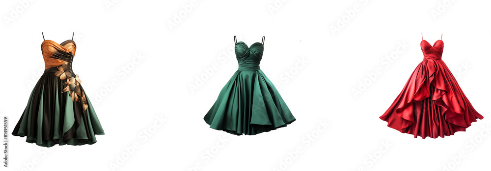 Green & red dress on transparent background cutout, PNG file. Many ...