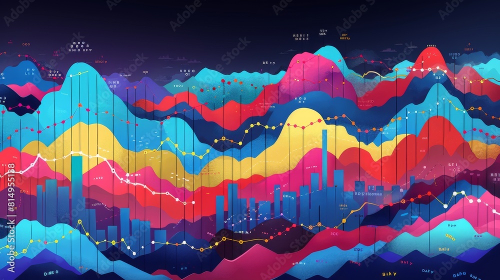 Colorful infographic illustration depicting big data analytics, with ...