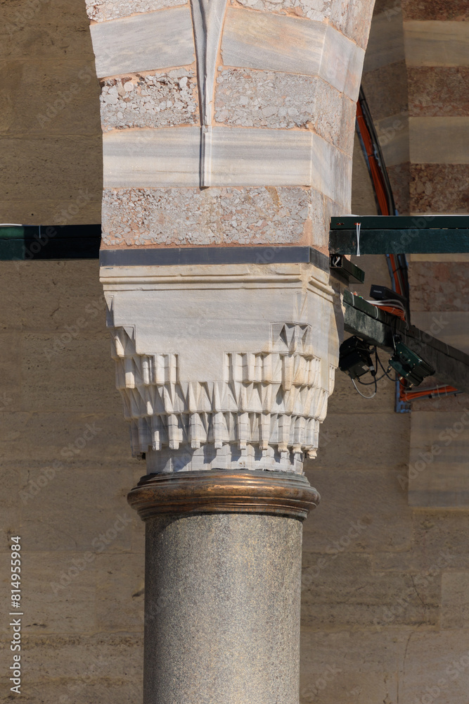 Elements of architectural decorations of buildings, columns and ...