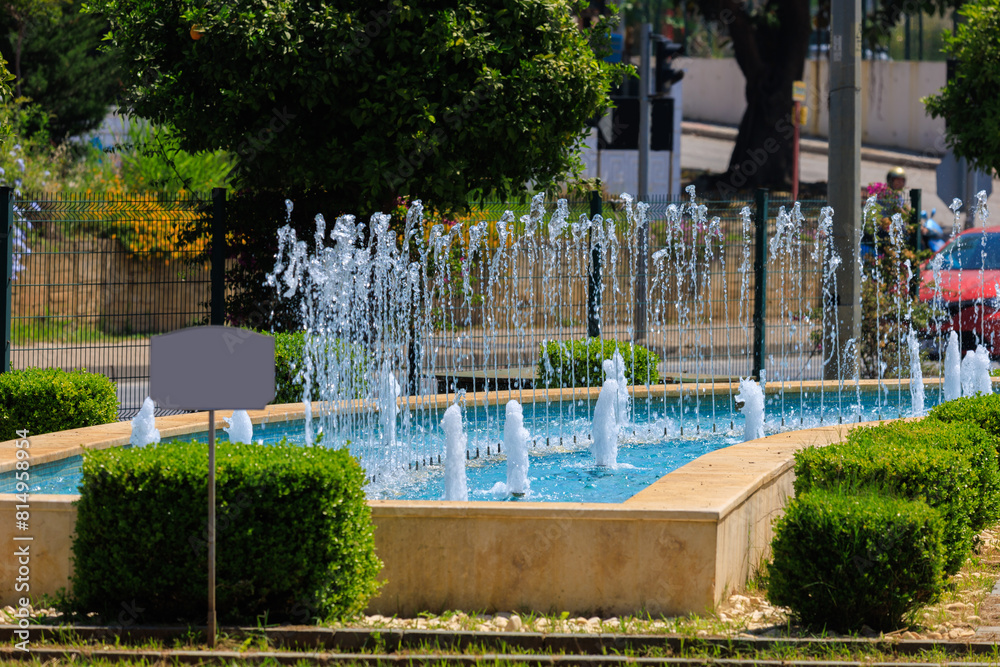 Elements of architectural decorations, fountains and taps for drinking ...