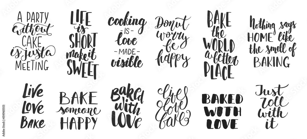 PNG Set of bakery eating and sweets lettering quotes for posters ...