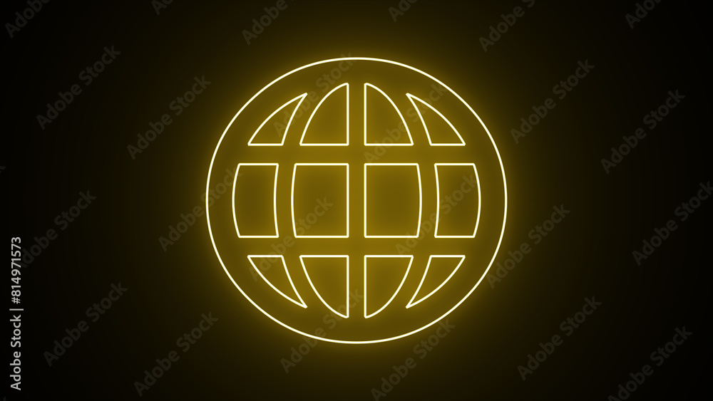 Yellow neon pictogram for a webpage. World web icon, www ...