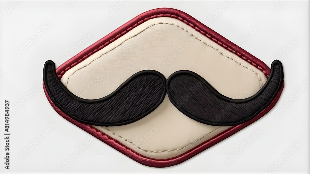 Moustache stitched patch badge on isolated transparent background png ...