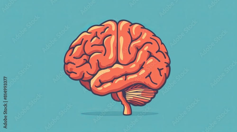 The illustration shows a cartoon representation of a human brain. The ...