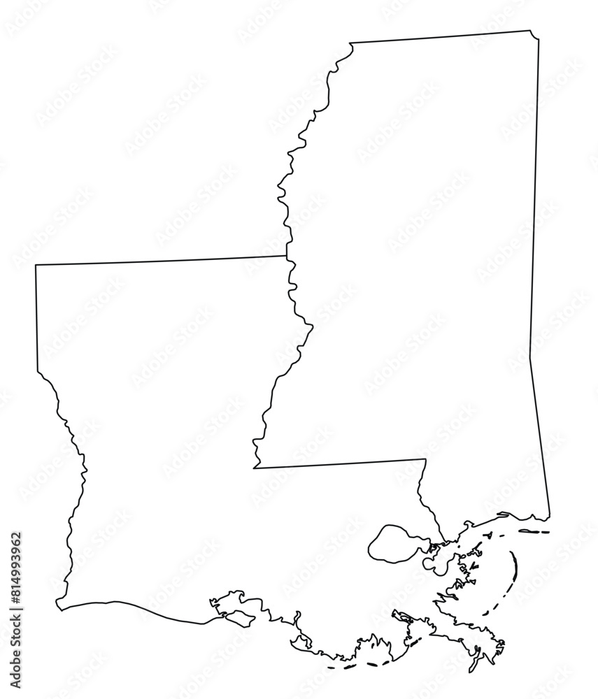 Map of the US states with districts. Map of the U.S. state of Louisiana ...