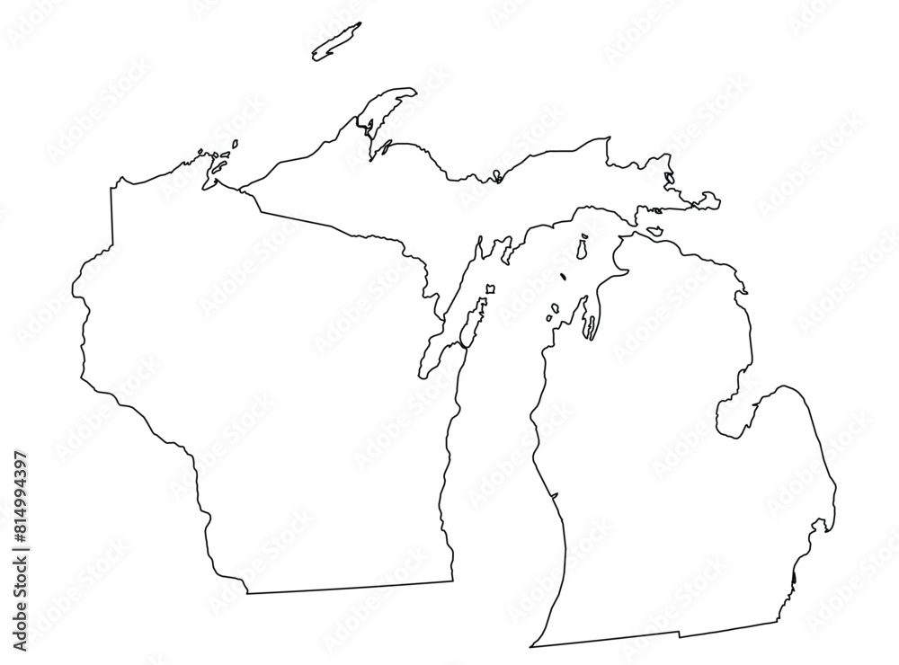 Map of the US states with districts. Map of the U.S. state of Wisconsin ...