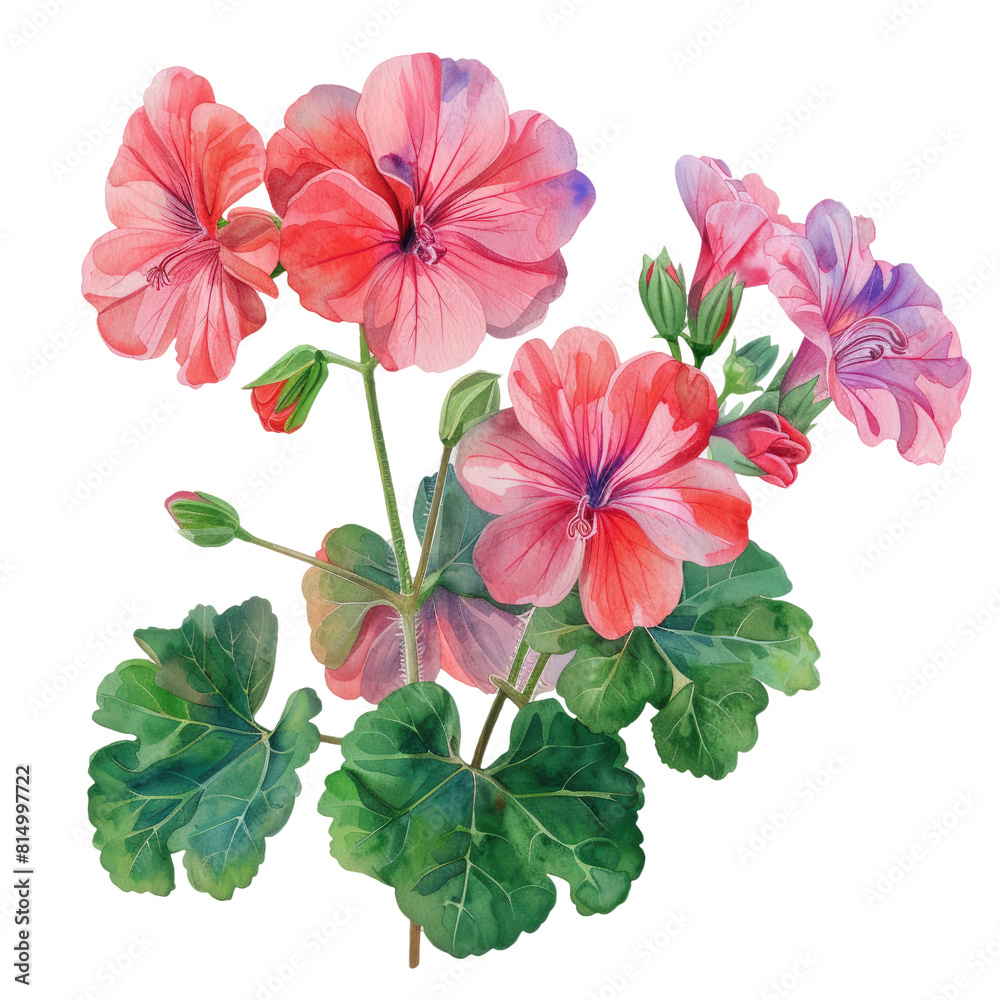 Watercolor geranium Flowers Clipart. Floral Bouquets. Watercolor ...