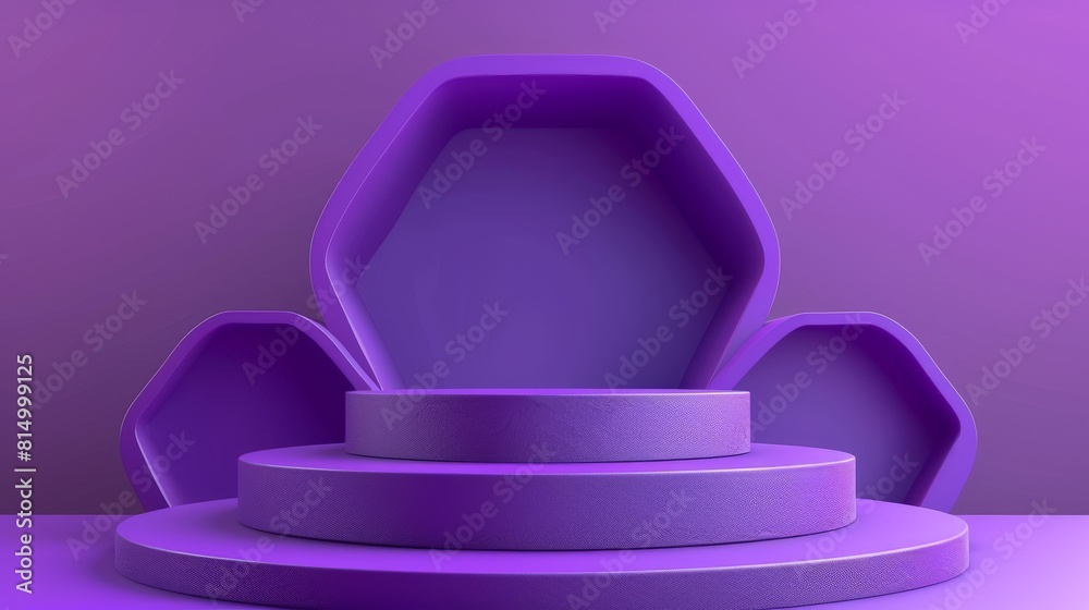 Purple podium with three steps and purple background. Stock ...