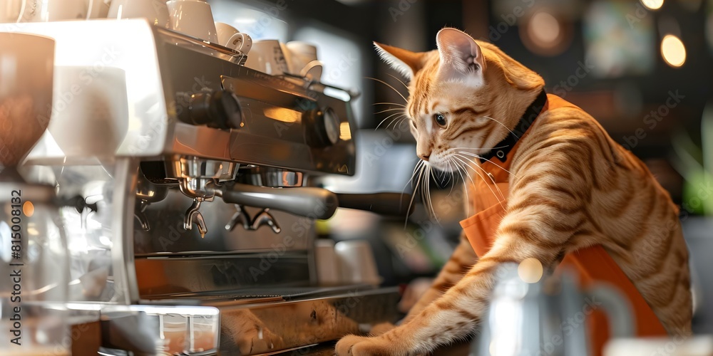 Cat barista serving coffee at a cafe. Concept Cats, Barista, Coffee ...