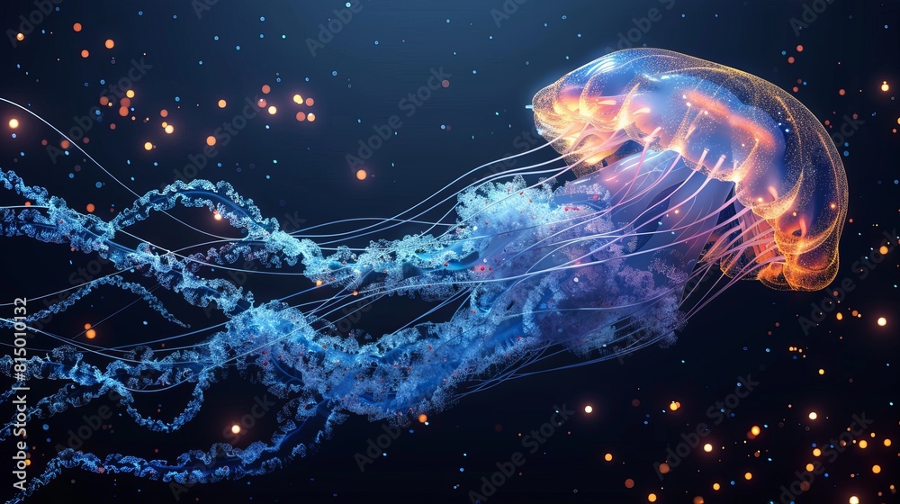 Jellyfish come to life through lines, triangles, and particle-style ...