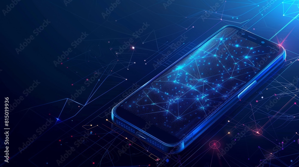 Abstract smartphone with artificial intelligence system on screen and ...