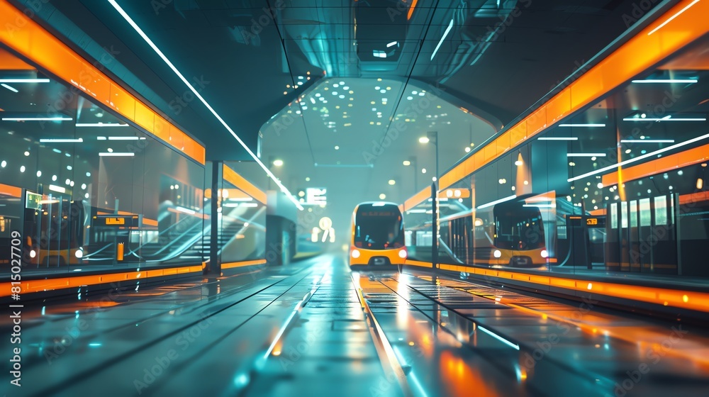 Connected public transportation hub front view Seamless transit ...