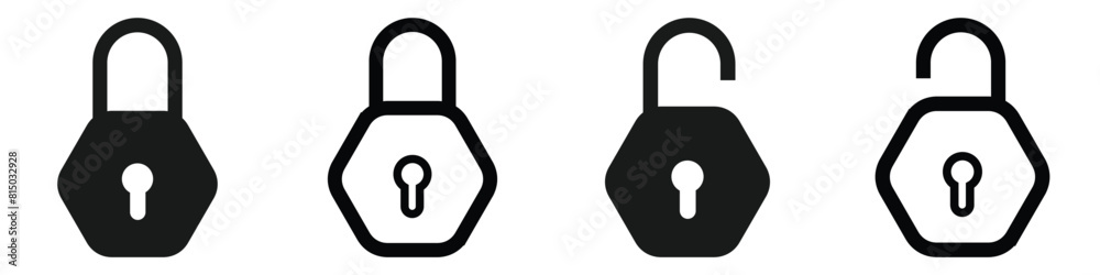 Locks icons set. Locked and unlocked vector icon set. Lock symbol ...