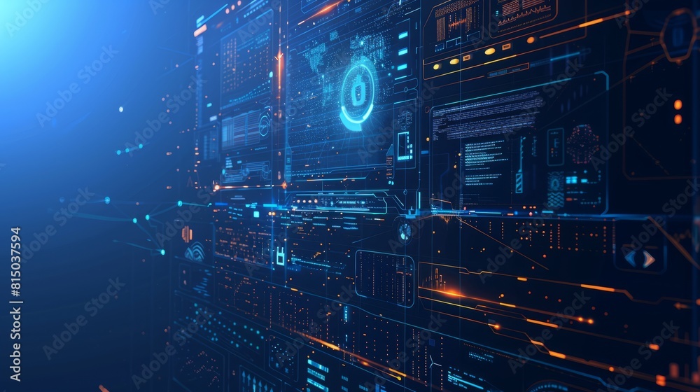 Abstract artificial intelligence system on screen and command bar on ...