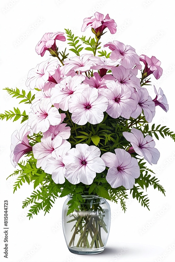 an arrangement of phlox flowers in various stages of bloom, placed ...