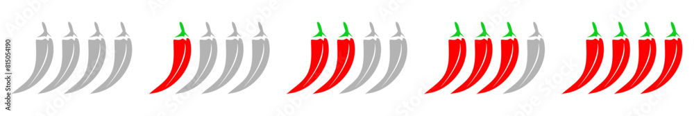 Chili spicy meter, product spicy degree symbols. chili pepper red icons ...