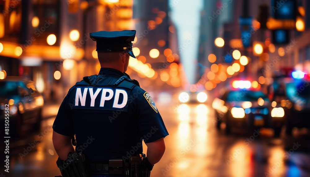 Poster, Foto portrait of NYPD police officer in New York city center ...