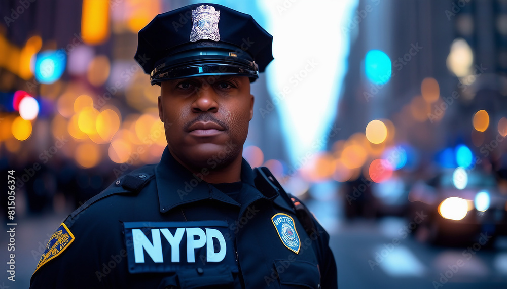 portrait of NYPD police officer in New York city center Stock Photo ...