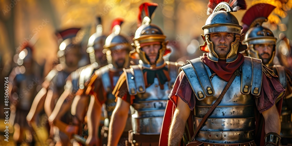 Reenactors in Roman Armor Recreating Historical Battles. Concept ...