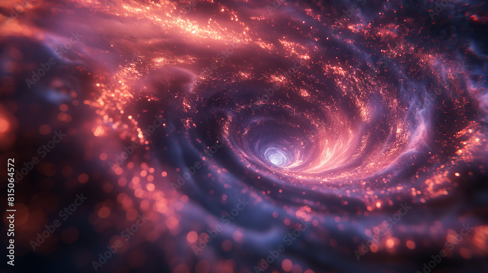 The image shows a spiral galaxy with a bright center and long, trailing ...