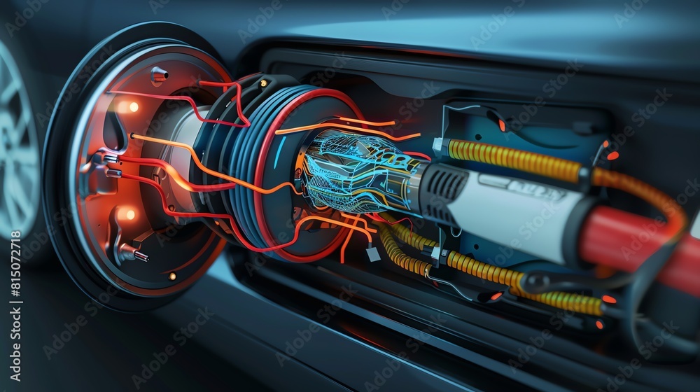 A detailed illustration of the internal components of an electric ...