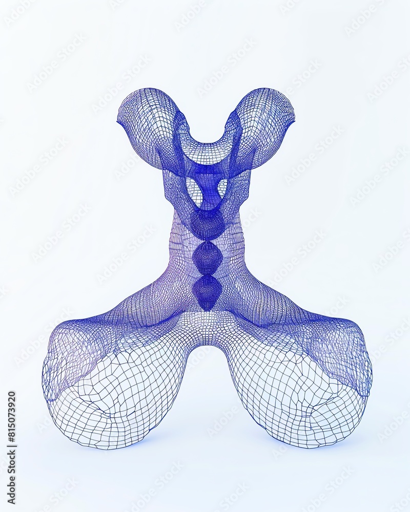 Create a 3D model of a human torso using blue wire mesh. Make the model ...