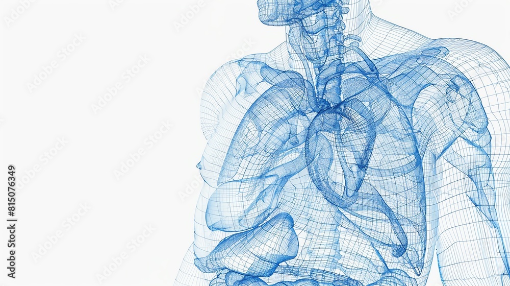 Generate a detailed and accurate 3D model of the human rib cage and ...